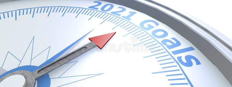 Compass with Needle Pointing To Word 2021 Goals Stock Illustration ...