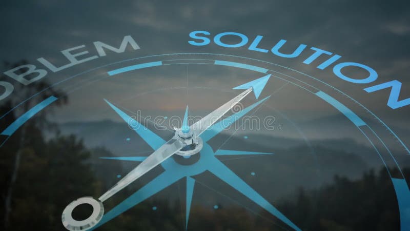 Compass Needle Pointing Towards Solution with Animation Over Mountain ...