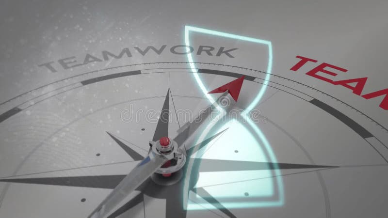 Compass Needle Pointing Towards Teamwork with Animation of Glowing ...