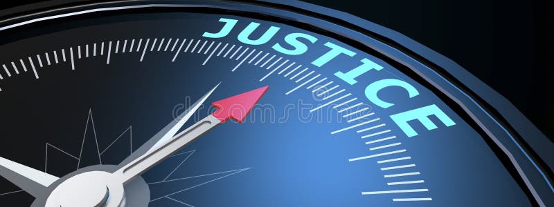 Compass with Needle Pointing the Word Justice Stock Illustration ...