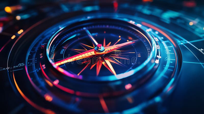 The Compass Needle Points North Amidst a Beautiful Array of Glowing ...