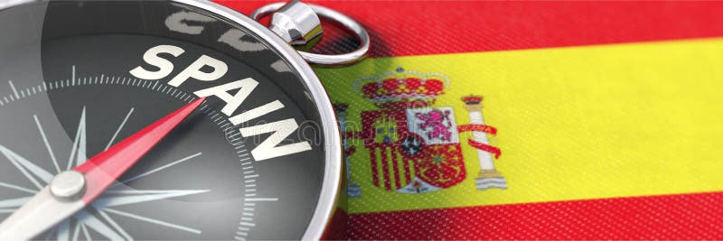Compass Needle Towards Spain Stock Illustration - Illustration of ...