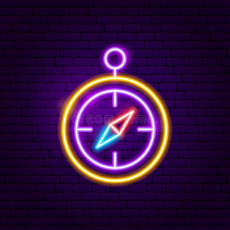 Compass Neon Icon. Elements of Travel Set Stock Illustration ...