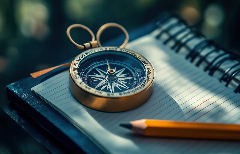 Compass on Notebook Symbolizing Direction and Planning for Success ...