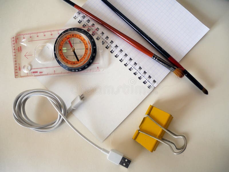 Compass and Objects on a White Background for Travel Stock Photo ...