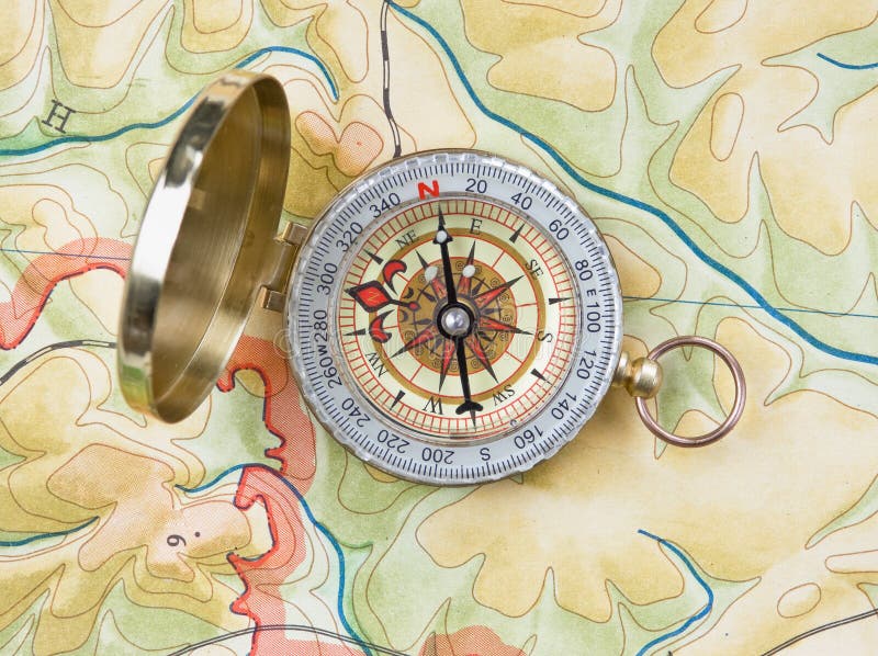 Compass on a map stock image. Image of education, compass - 157117659