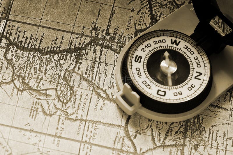 Compass and old map stock image. Image of macro, discovery - 21478503