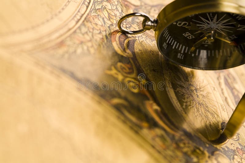Compass & Old map stock image. Image of compass, geography - 6324931