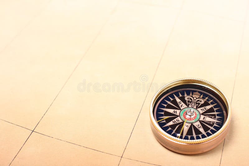 Compass On Old Map Stock Image Image Of Adventure Cursive 8738479