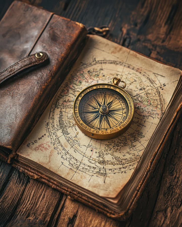 Compass Old Map Symbolizes Direction Adventure Stock Photos - Free ...