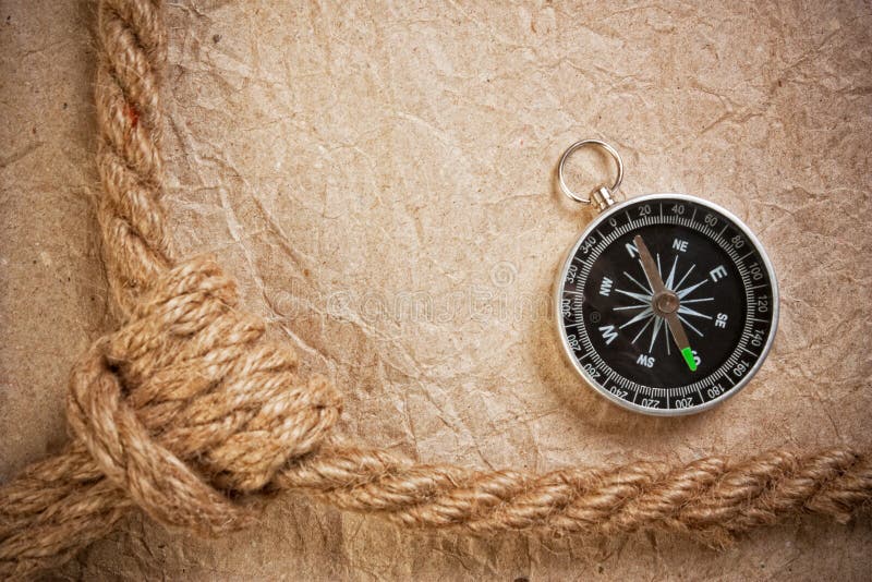 Compass with ropes stock photo. Image of trip, scout - 159142084