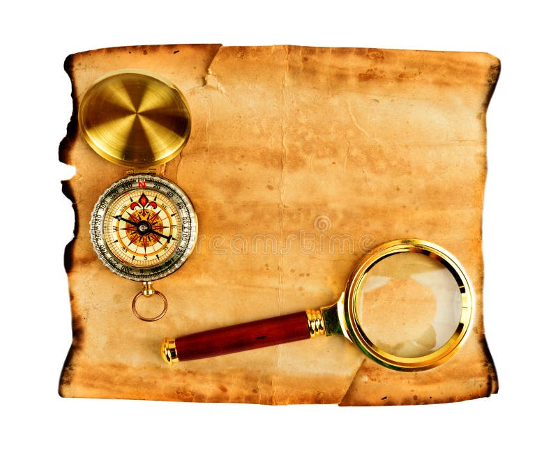 Compass on Old Textured Paper Stock Image - Image of 1940, compass ...