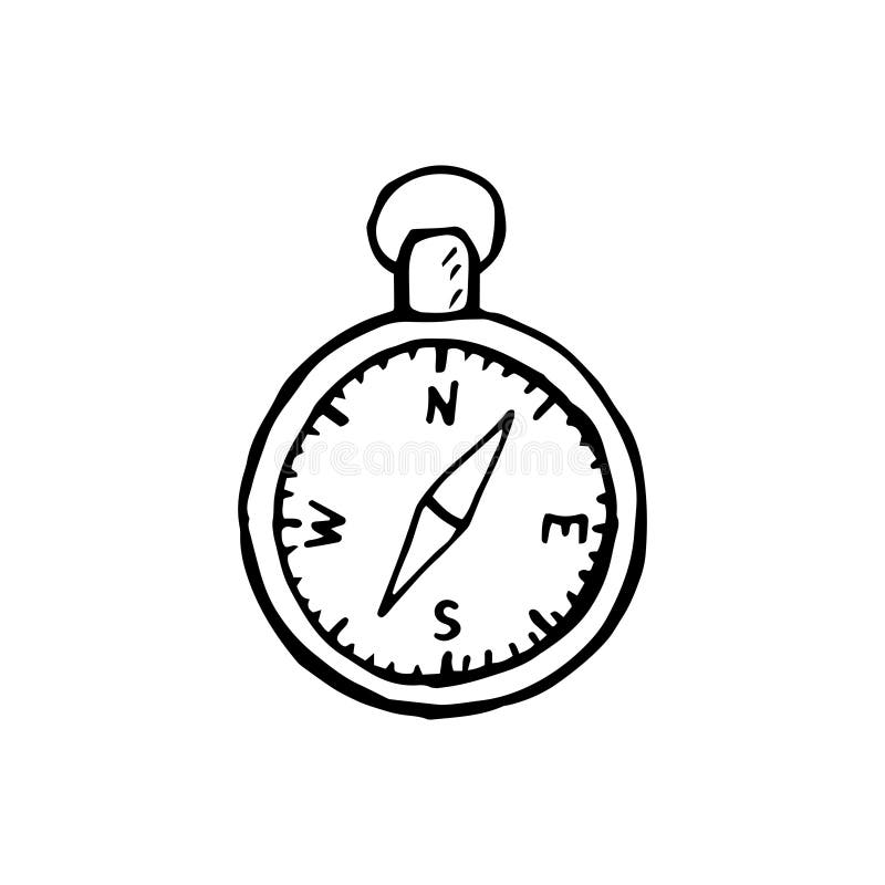 Compass Outline Hand Drawing Stock Vector - Illustration of hand ...