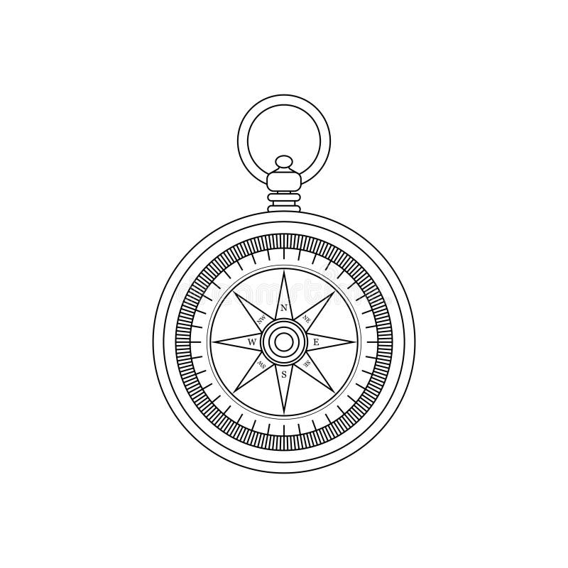 Compass Outline Icon Illustration on White Background Stock Vector ...