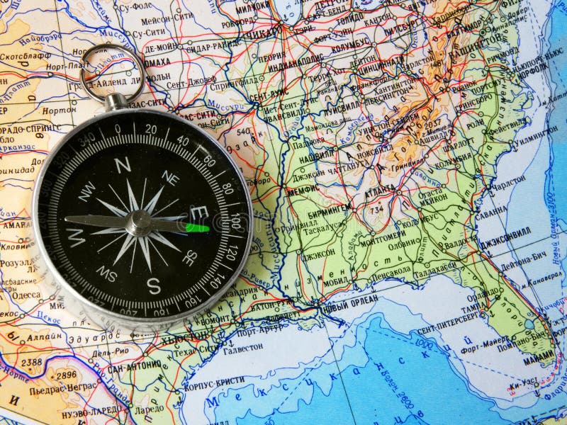 Travel Destination Mexico, Map with Compass Stock Image - Image of ...