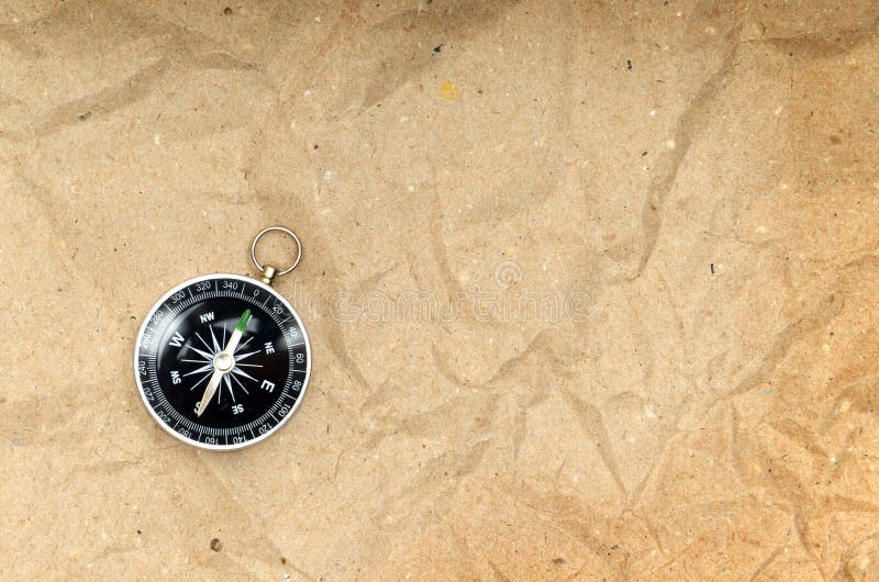 Compass On Old Paper, With Scroll And Quill Pen Stock Image - Image of ...