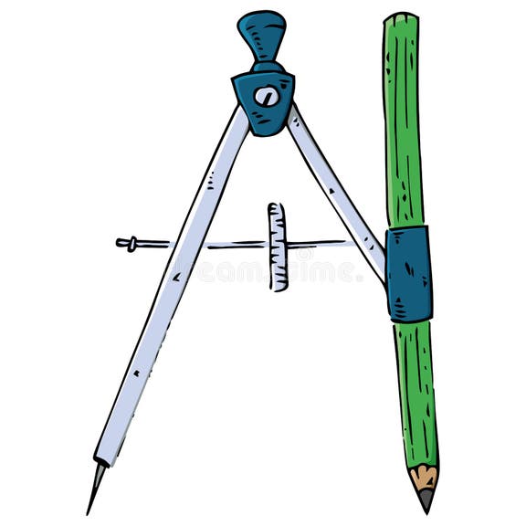 Compass with Pencil for Geometry Icon. Vector Illustration of a Compass ...