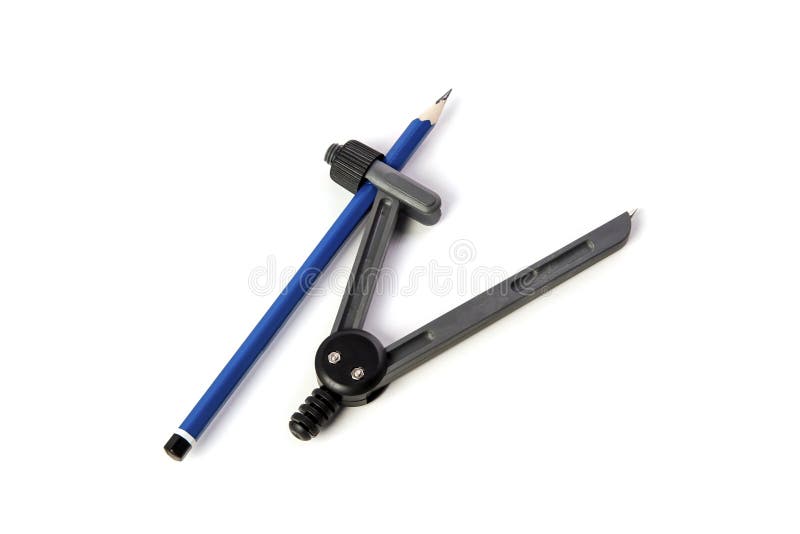 Compass and Pencil Isolated on White Background Stock Photo - Image of ...