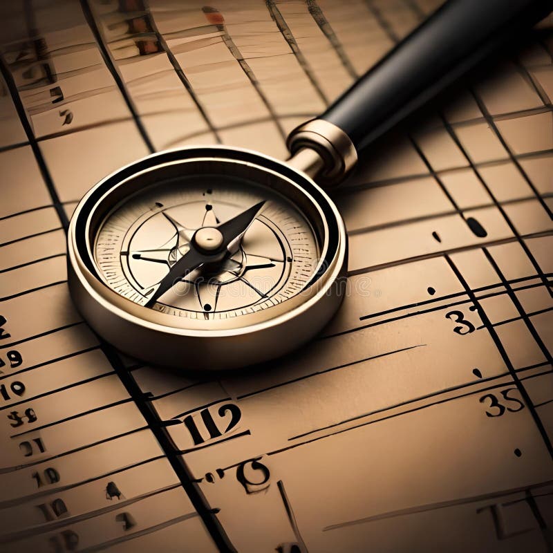 Compass on a Piece of Paper Stock Illustration - Illustration of ...