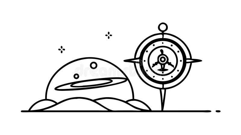 Compass and Planet Outline, Celestial Navigation Symbol, Vector Design ...