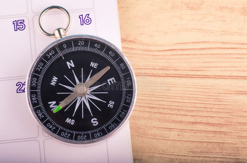 Compass on Planner Calendar Travel and Vacation Concept Stock Image ...