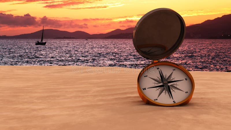 Compass pointing the north stock illustration. Illustration of ...