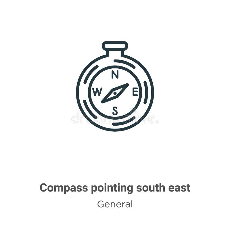 Compass Pointing South East Outline Vector Icon. Thin Line Black ...