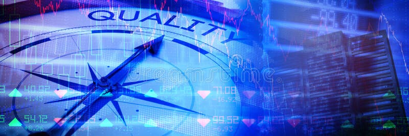 Composite Image of Compass Pointing To Quality Stock Image - Image of ...