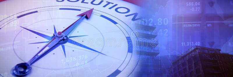 Composite Image of Compass Pointing To Solution Stock Image - Image of ...