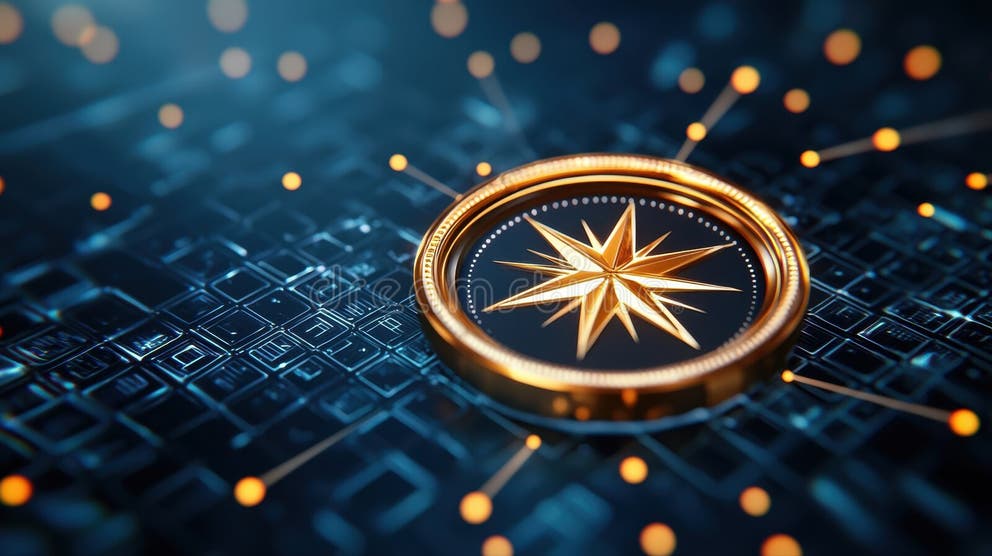 Compass Positioned on a Circuit Board Representing Navigation and ...