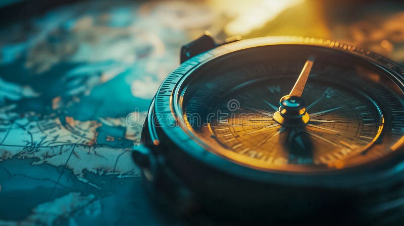 A Compass Precisely Indicates North while Resting on a Beautifully ...