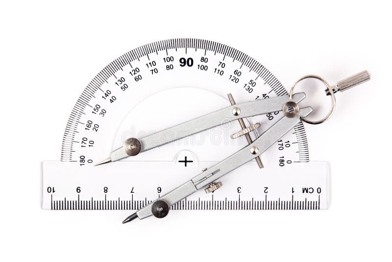 Compass on protractor stock image. Image of chrome, icon - 25269157