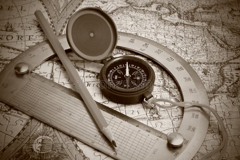 Compass and protractor stock photo. Image of northwest - 133851986