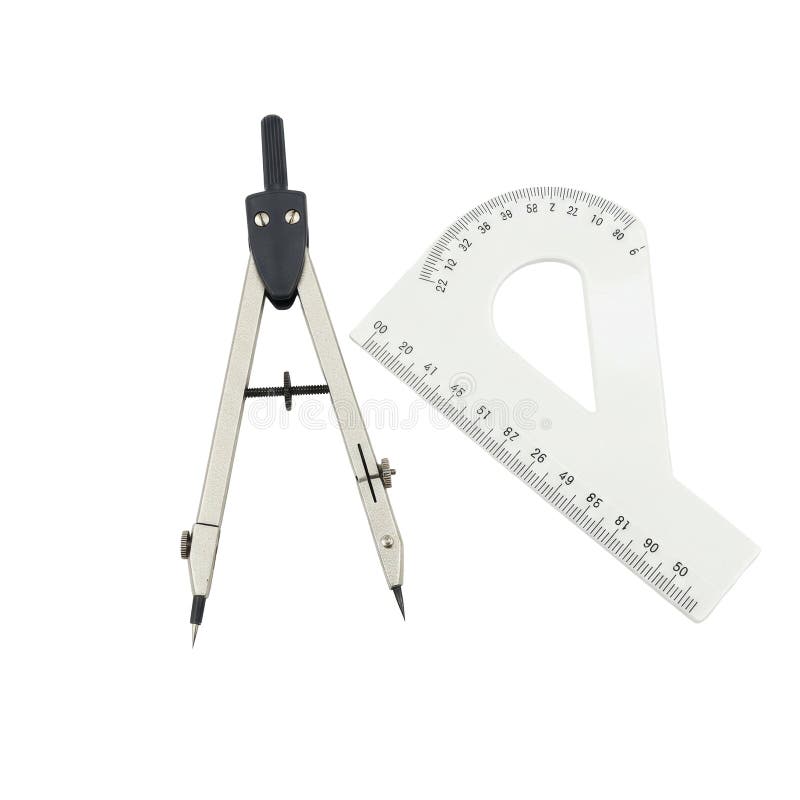 A Compass and Protractor Sit on a White Surface, Ready for Detailed ...
