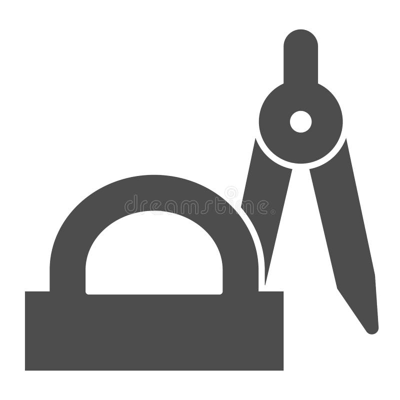 Compass and Protractor Solid Icon, School Concept, Geometry Tools Sign ...