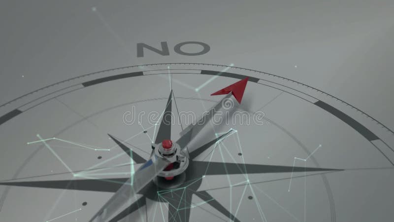 Compass with Red Arrow Pointing North Over Digital Network Animation ...