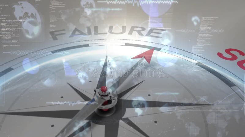 Compass with Red Arrow Pointing Towards Failure, Digital Animation ...