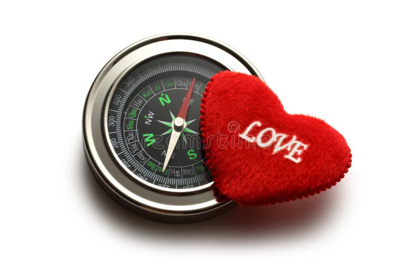 Compass and red heart stock image. Image of care, navigation - 35002245