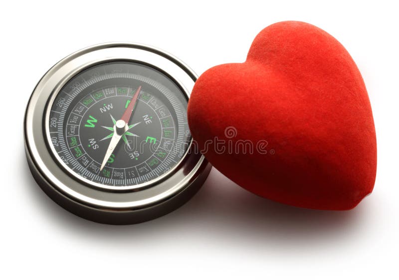 Compass and red heart stock image. Image of number, concept - 35002239