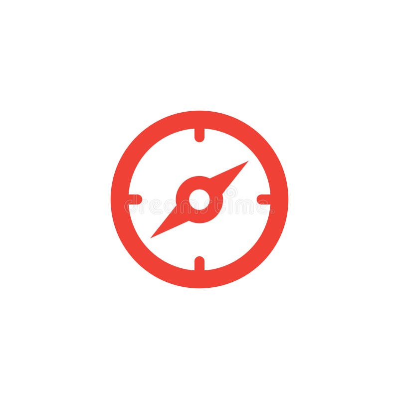 Compass Red Icon on White Background. Red Flat Style Vector ...