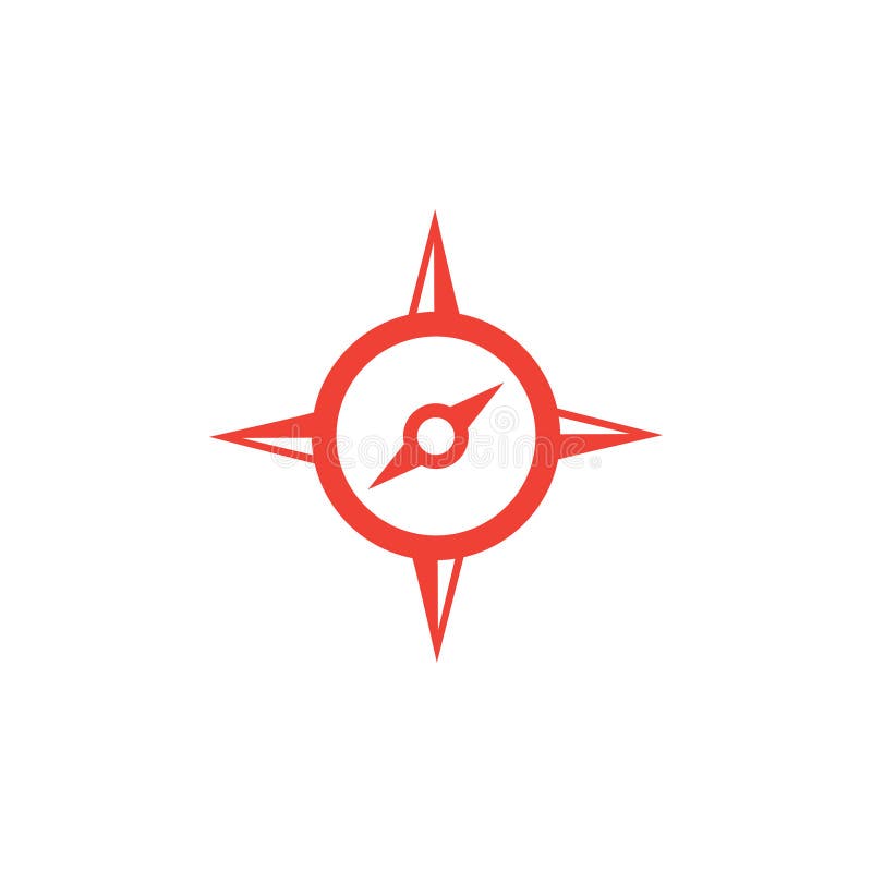 Compass Red Icon on White Background. Red Flat Style Vector ...