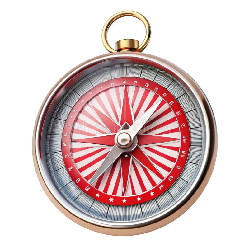 Compass with a Red and White Stripe Isolated on White Background Stock ...