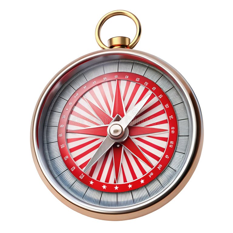 Compass with a Red and White Stripe Isolated on White Background Stock ...