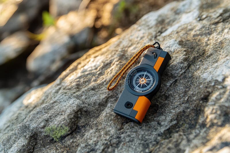 A Compass Resting on a Rocky Surface Stock Illustration - Illustration ...