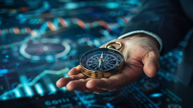 A Hand Holding a Compass. AI Generated Stock Photo - Image of digital ...