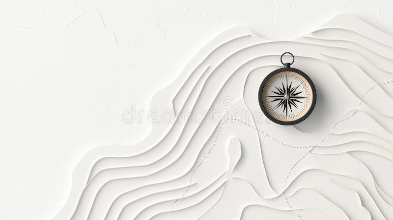 A Compass Rests on a White Surface with a Wavy Pattern. Stock Image ...