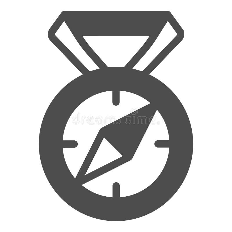 Compass with Ribbon Tape Solid Icon, Traveler Survey Concept. Vector ...