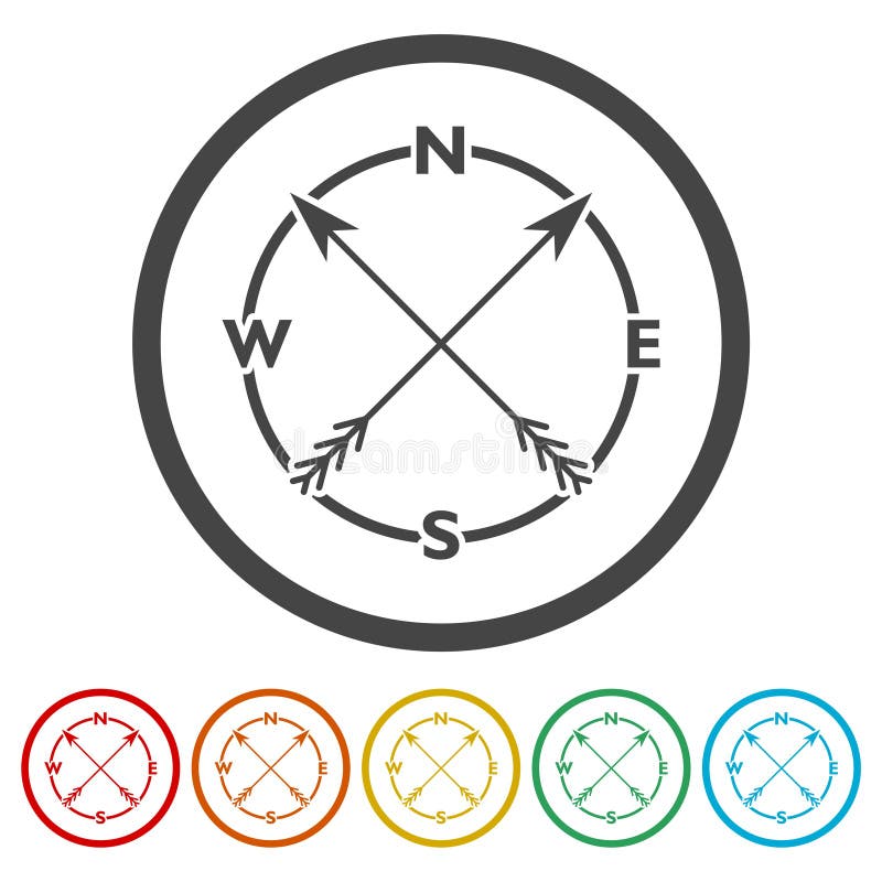 Compass Ring Icon, Color Set Stock Vector - Illustration of deadline ...