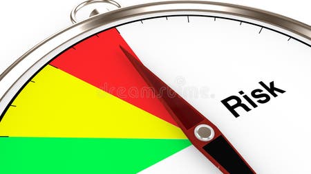 Compass with Risk Meter Closeup in Red,green,yellow 3d Render Stock ...