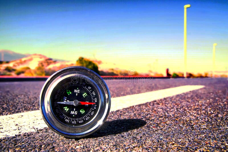 Compass on the Road stock image. Image of arrow, trip - 153842827